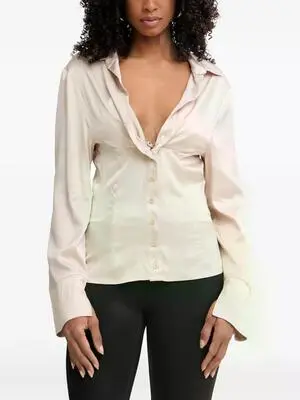 SILVIAN HEACH Satin-finish Slit-cuff Shirt - Neutrals