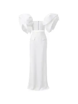 MONOT Ruffled Maxi Dress With Sculptural Sleeves