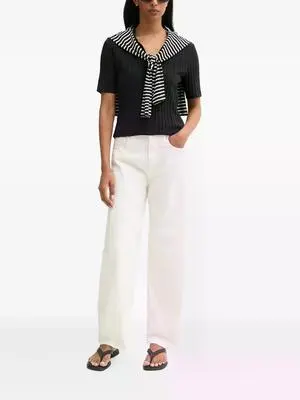 Marc O'polo Ribbed Knit Polo Collar Top - Black