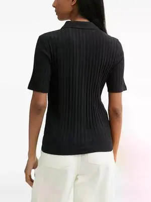 Marc O'polo Ribbed Knit Polo Collar Top - Black