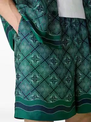 Casablanca Radiating Monogram Silk Shorts