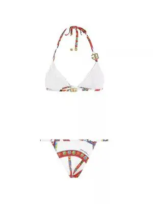 Dolce & Gabbana Carretto Print Triangle Bikini - White