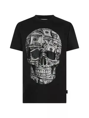 Philipp Plein Jersey Round-neck T-shirt Ss Skull Dollar Stones - Black