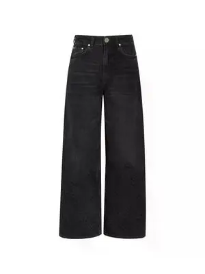 GANNI Floral-embroidered Wide-leg Jeans
