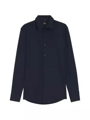 BOSS Slim-fit Shirt In Italian-made Performance-stretch Jersey - Blue