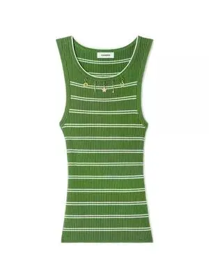 Sandro Striped Charm-embellished V-neck Tank Top