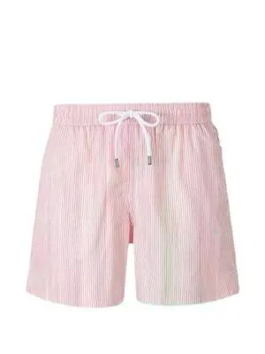 Fedeli Seersucker Striped Swim Shorts - Pink