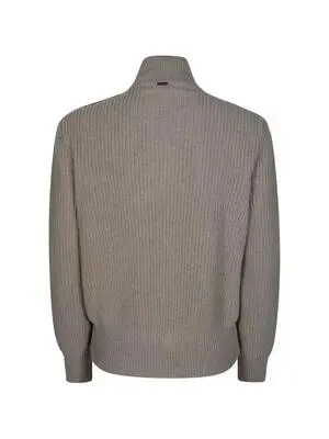 Herno Resort Bouclé-panel Ribbed-knit Cardigan