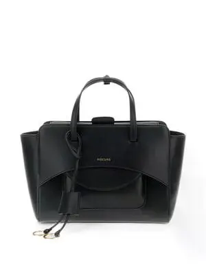 HIDESINS Medium Flap Leather Tote Bag - Black