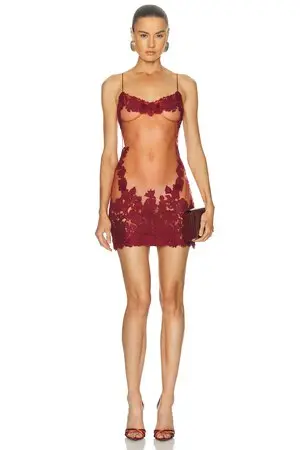 MIRROR PALAIS Anemone Mini Dress In Red - Sangre
