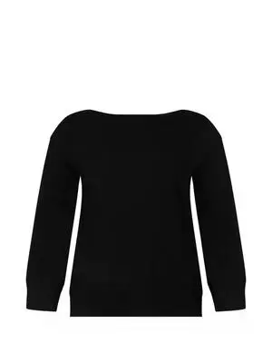 Max Mara Boat-neck Ribbed-trim Sweater - Black