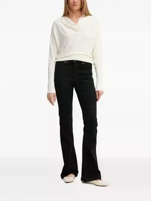 BENETTON Draped Neck Long Sleeve Sweater - Neutrals