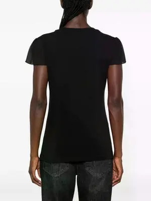 MY TWIN Slogan-print Flutter-sleeve Cotton T-shirt