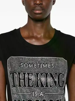 MY TWIN Slogan-print Flutter-sleeve Cotton T-shirt