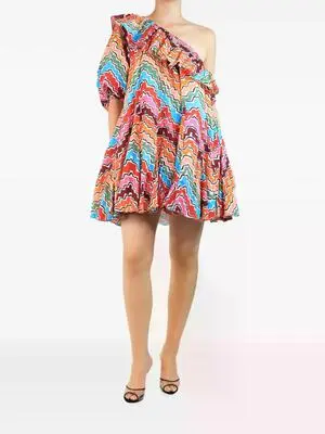Rhode One-shoulder Ruffled Mini Dress - Orange