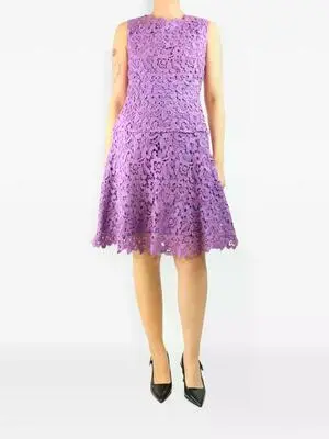 Oscar De La Renta Broderie Anglaise Midi Dress - Purple