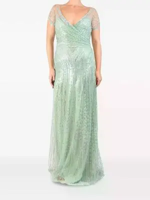 Jenny Packham Sequin-embellished Maxi Dress - Green