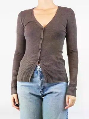 ISSUE TWELVE V-neck Ribbed Cardigan - Brown