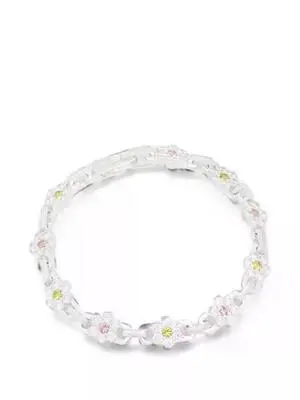 HATTON LABS Crystal-embellished Floral-link Bracelet - Silver