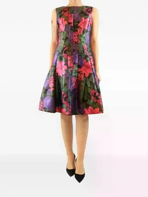 Oscar De La Renta Floral-print Sleeveless Midi Dress - Purple