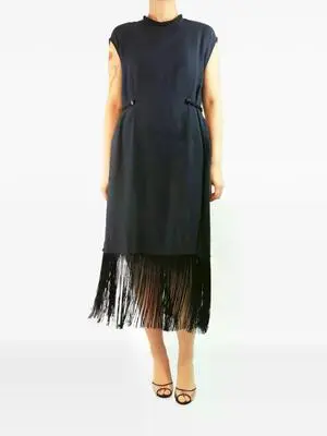 Attersee Fringed Linen Maxi Dress - Blue