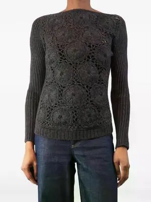 Prada Ribbed Crochet-knit Sweater With Contrasting Sleeves