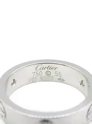 Cartier 18k White Gold Diamond Love Motif Ring - Silver