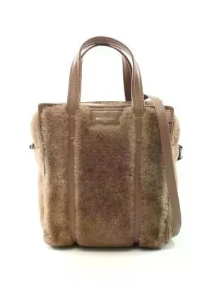 Balenciaga Bazar Shopper Shearling Tote Bag - Brown