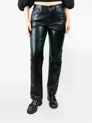 MOTHER Faux-leather Trousers - Black