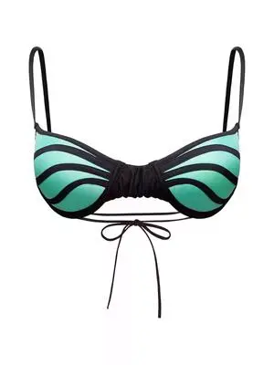 GOD SAVE QUEENS Allure Panelled Curved Bikini Top - Black