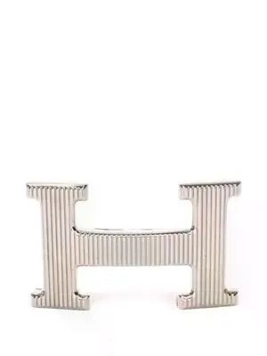 Hermès Constance Ribbed Belt Buckle - Silver