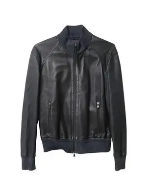 Neil Barrett Zip-up Leather Bomber Jacket - Black