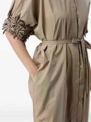 MEIMEIJ Fringed-sleeve Belted Dress