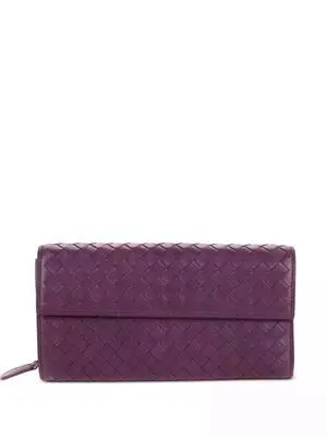Bottega Veneta Intrecciato Flap Wallet - Purple