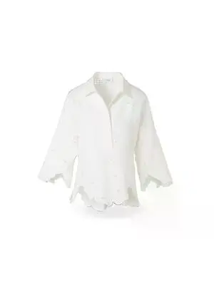 Akris Scalloped Broderie-anglaise Blouse - White