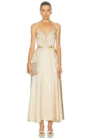 MIRROR PALAIS Lace Silk Midi Dress