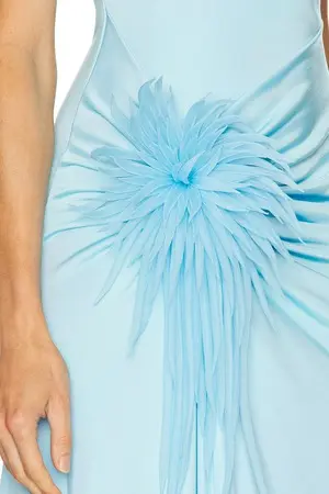 David Koma Cactus Dahlia Embroidered Draped Dress