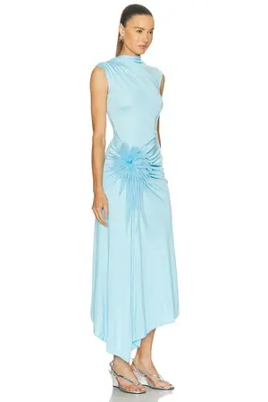 David Koma Cactus Dahlia Embroidered Draped Dress