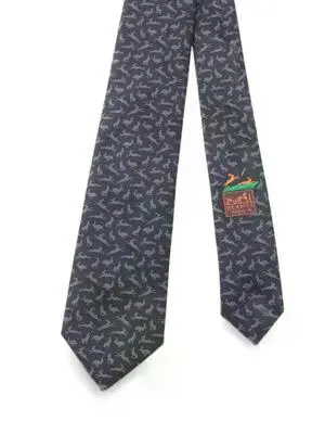 Hermès Rabbit-pattern Tie - Blue