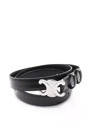 Celine Triomphe Leather Belt - Black
