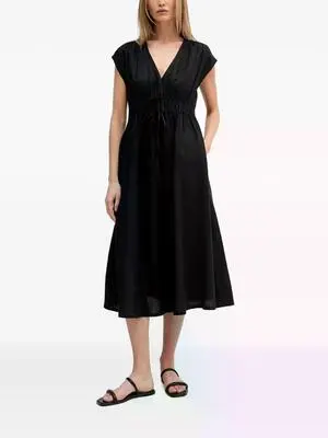 BENETTON Drawstring-waist V-neck Midi Dress - Black