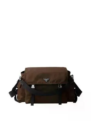 Prada Re-nylon Logo-plaque Messenger Bag - Brown