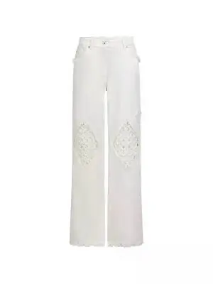 FERRAGAMO Crochet Insert Frayed Jeans - White