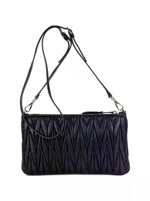 Miu Miu Matelassé Leather Shoulder Bag - Black