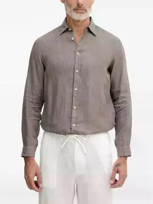 BENETTON Linen Long-sleeve Shirt - Brown