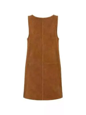 LA ROSE Suede Zip-up Mini Dress