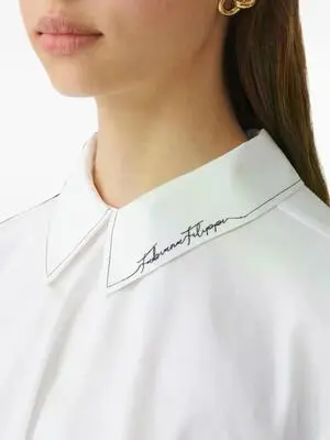 Fabiana Filippi Logo Embroidered Pleated Blouse