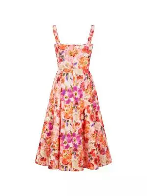 Saloni Sabrina Floral-print Midi Dress - Pink