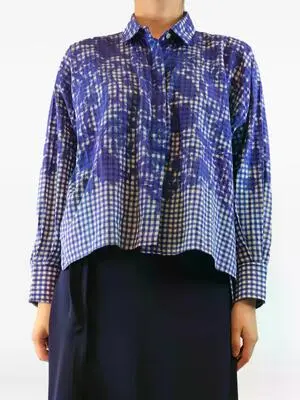 MII Gingham Floral-print Blouse - Blue