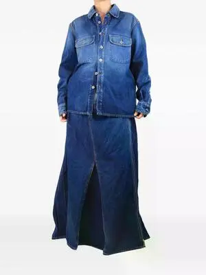 Off-White Pleated-back Maxi Dress - Blue